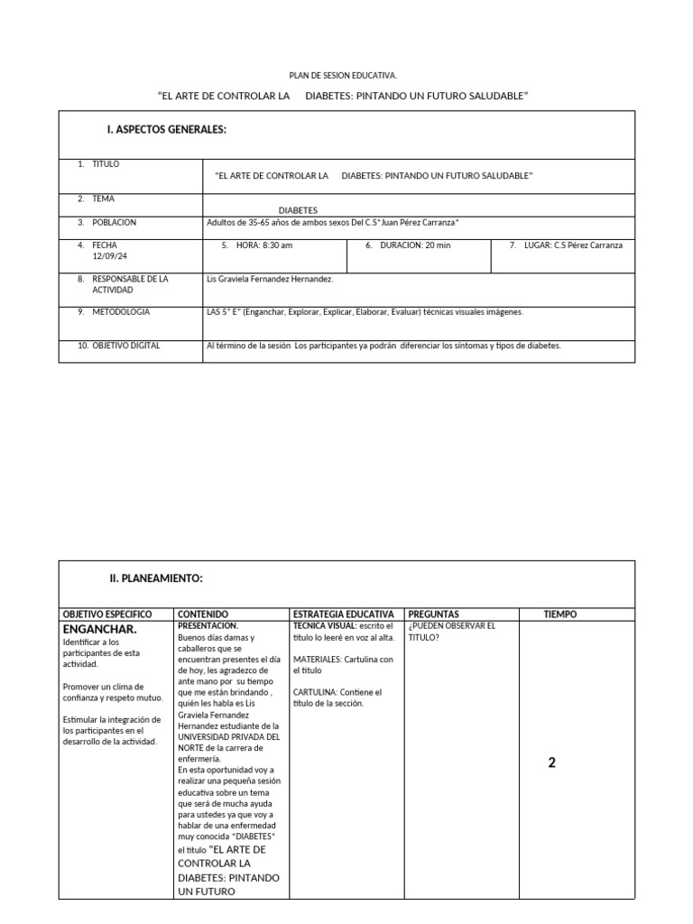 PLAN DE SESION EDUCATIVA Perez Carranza. | PDF