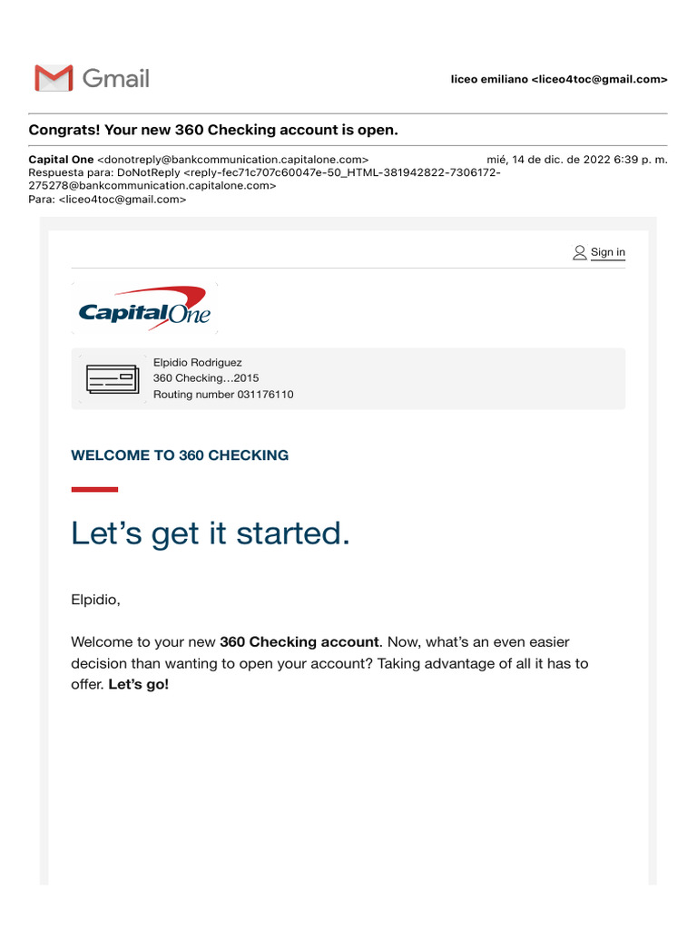 Congrats! Your New 360 Checking Account Is Open. | PDF