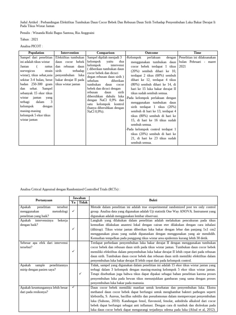 Analisis PICOT | PDF