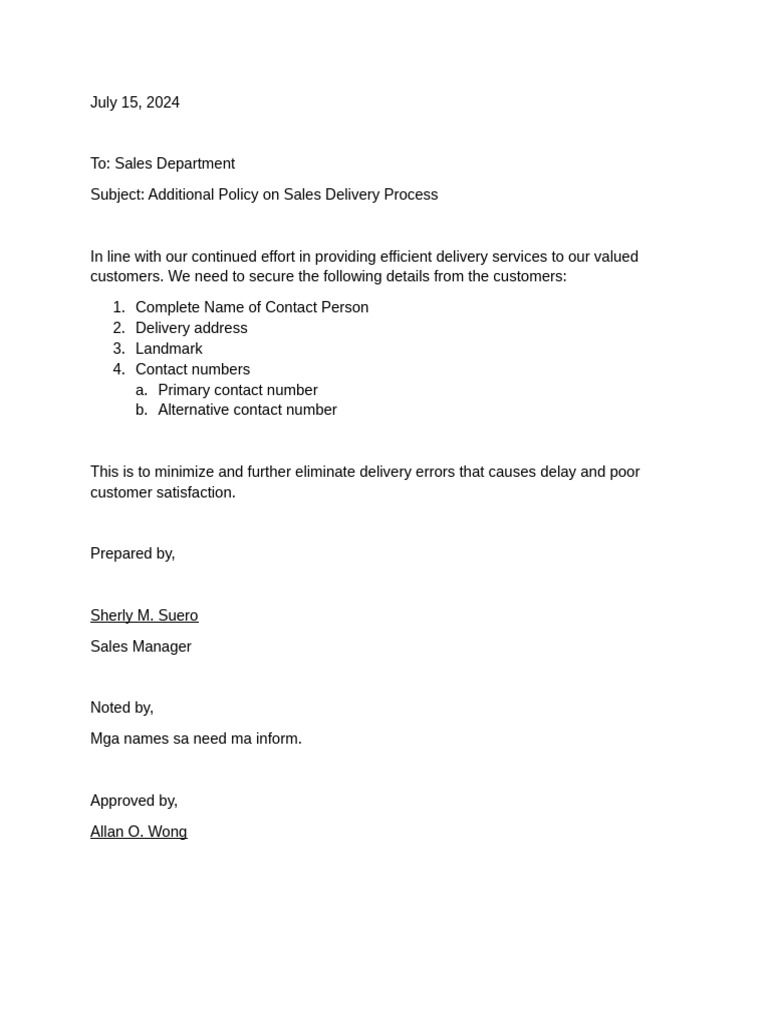 Sales Policy | PDF