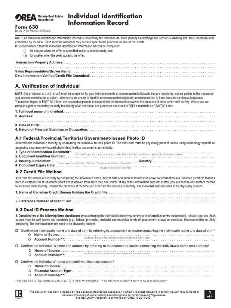 (Ontario) 630 - Individual Identification Information Record | PDF