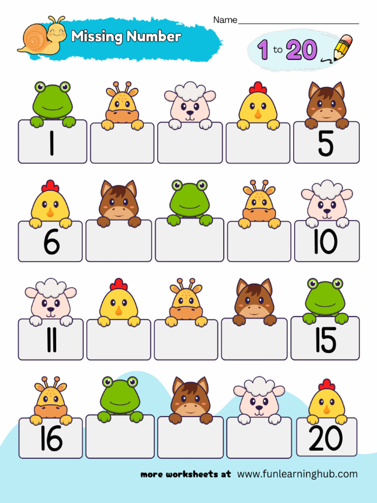 Animals Missing Numbers 1 To 20 D | PDF