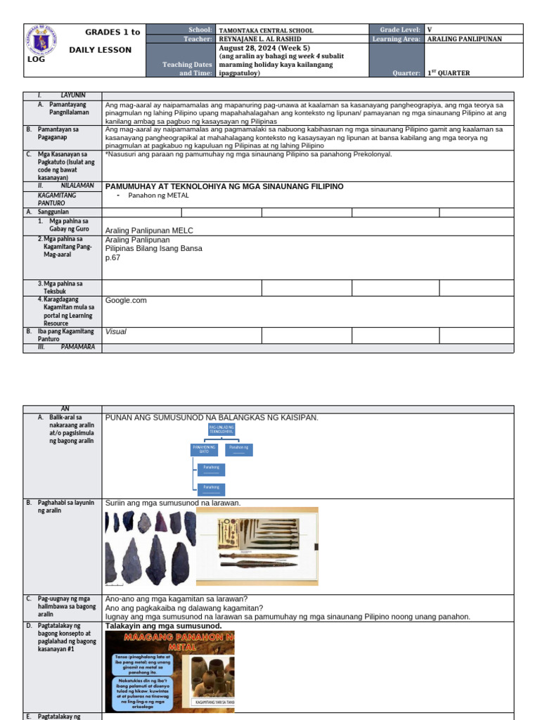 Dll-AP q1w4 Panahon NG Metal | PDF