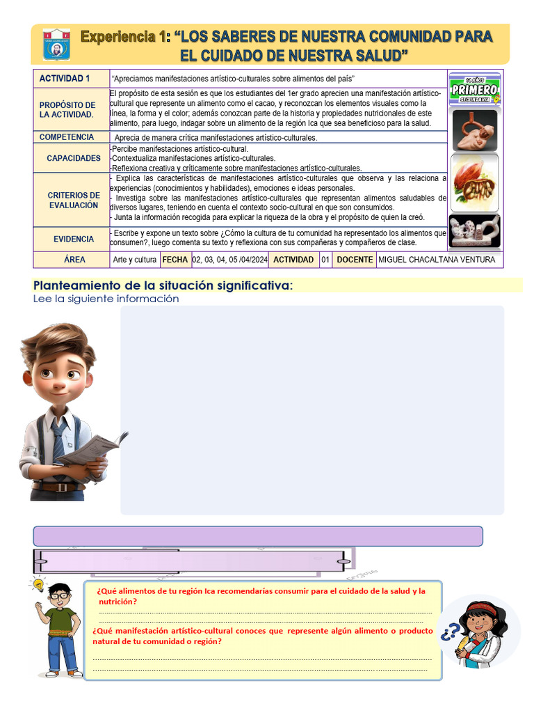 2024 RECURSO #1 - 2024 - ARTE Y CULTURA - 1° GRADO - Los Saberes de ...