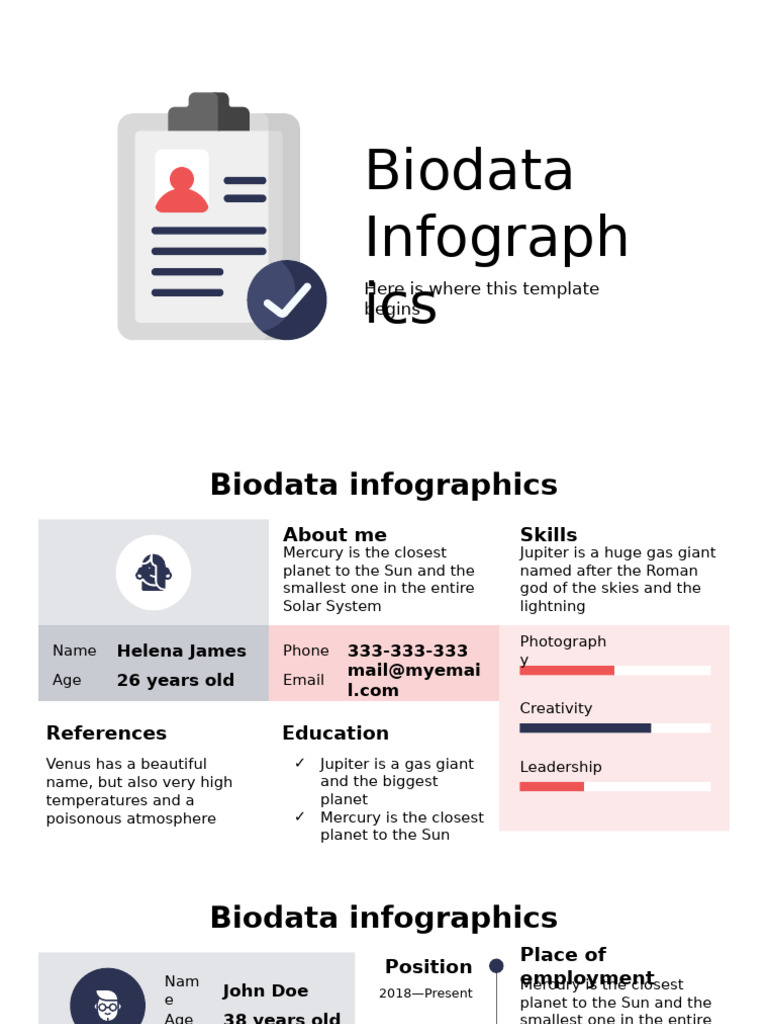 Biodata Infographics by Slidesgo | PDF