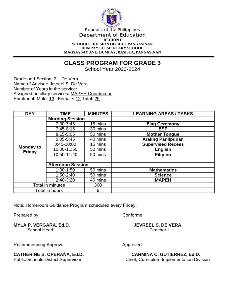 Grade 3 Class Program Sy 2023 2024 Finale | PDF