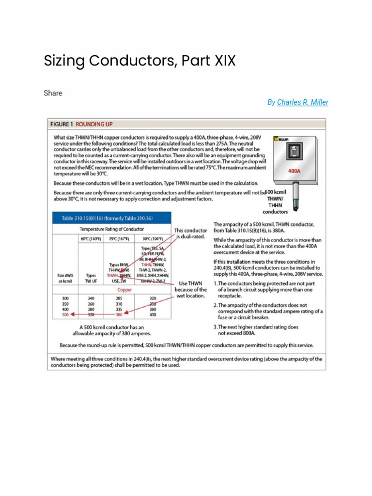 Sizing Conductors | PDF