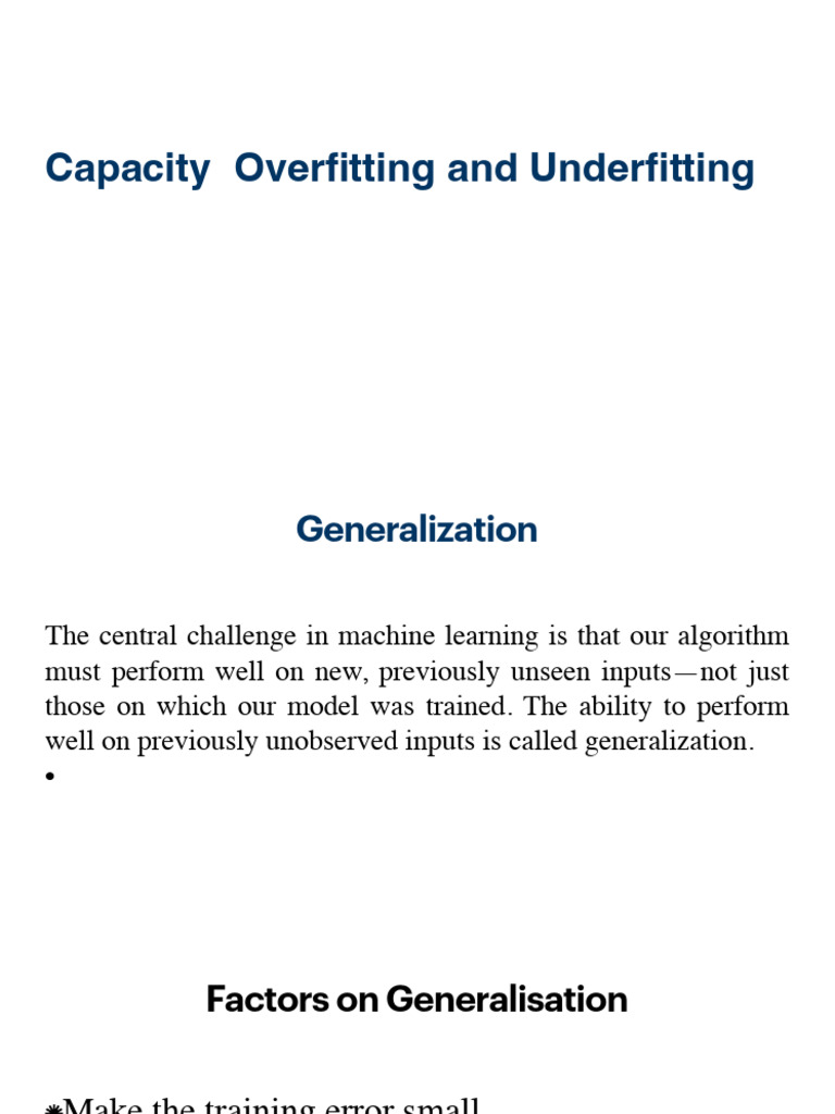 Capacity, underfitting overfitting | PDF