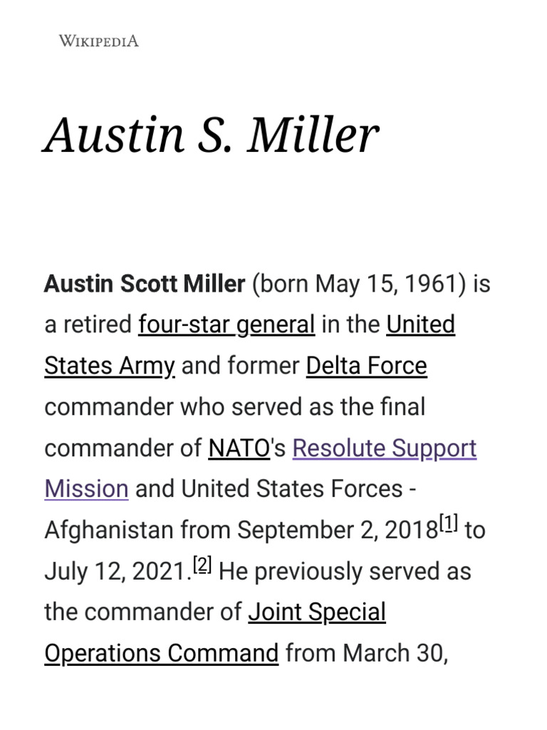 General Austin S. Miller Biography | PDF | Military | Military Units ...