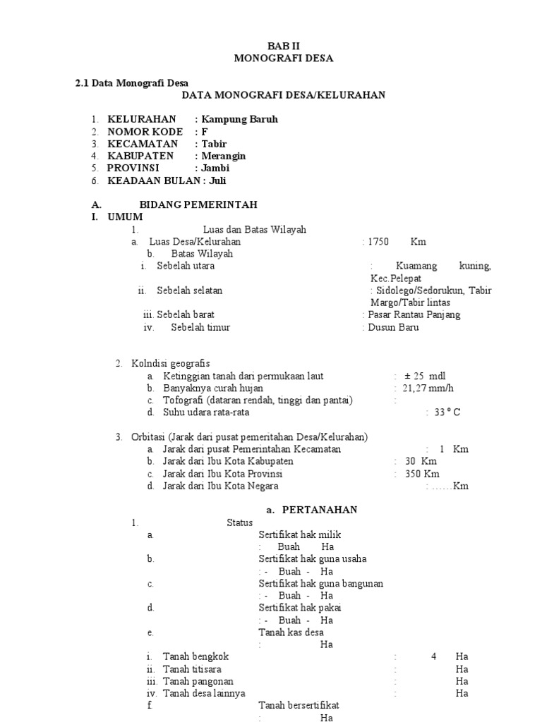 Monografi Desa Asli...... | PDF