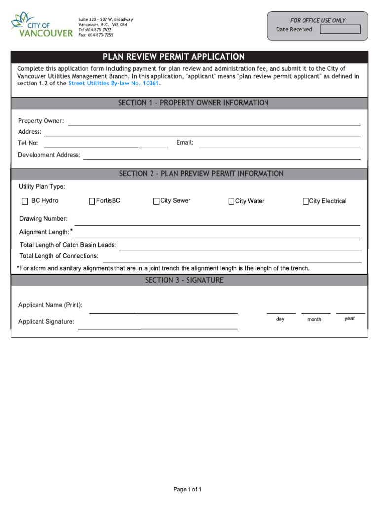 General Street Utilities Application Form | PDF
