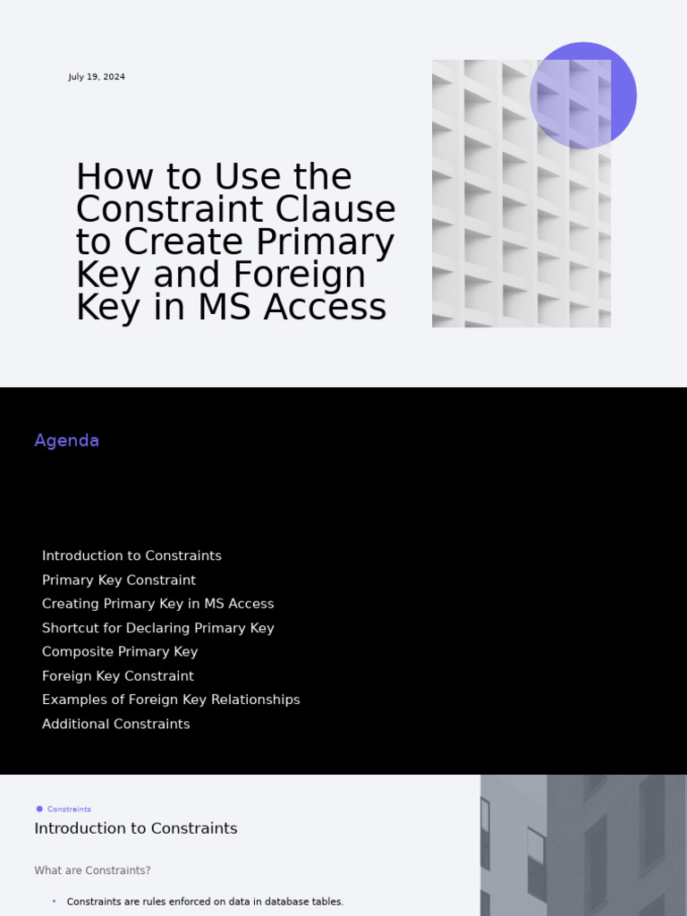 How To Use The Constraint Clause To Create Primary Key and Foreign Key in MS Access | PDF ...