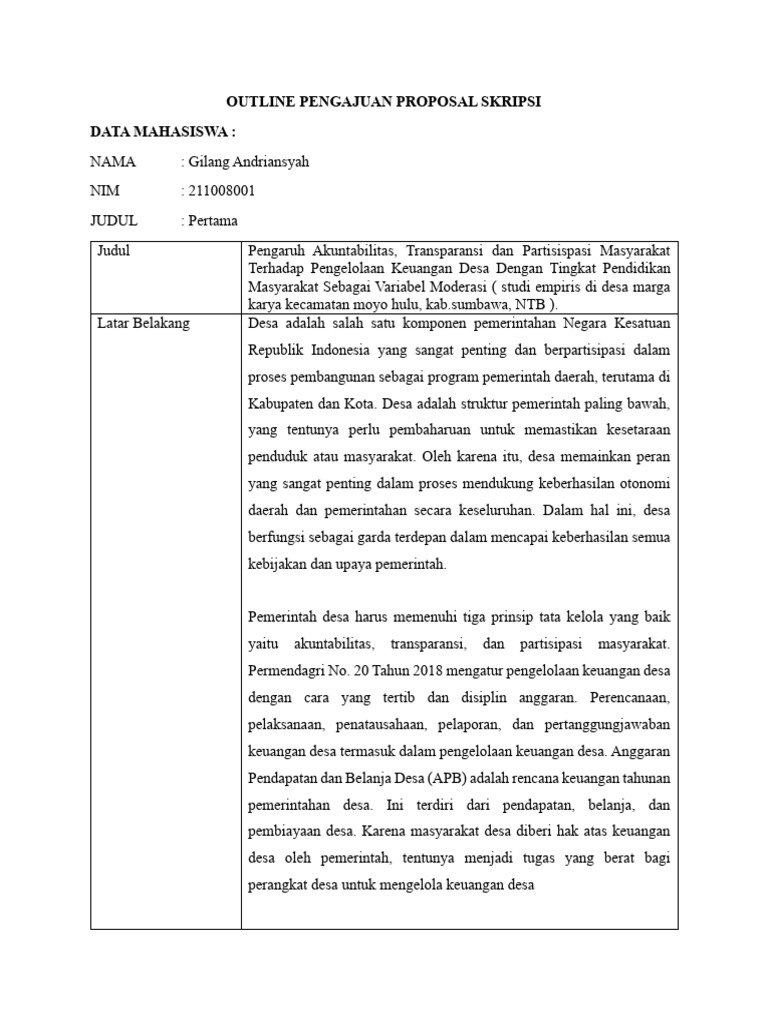 Outline Skripsi | PDF