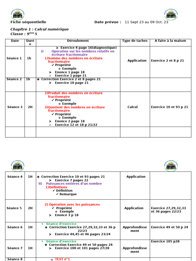 Chapitre 1 Fiche Sequentielle - Calcul Numerique OK | PDF