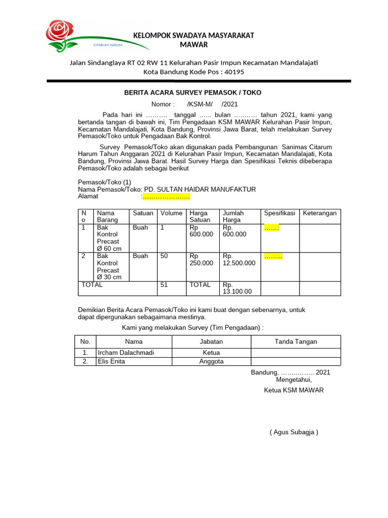 Ba Survey Bak Kontrol | PDF