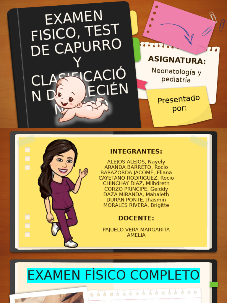 EXAMEN FISICO, TEST DE CAPURRO Y CLASIFICACIÓN DEL RECIÉN NACIDO ...