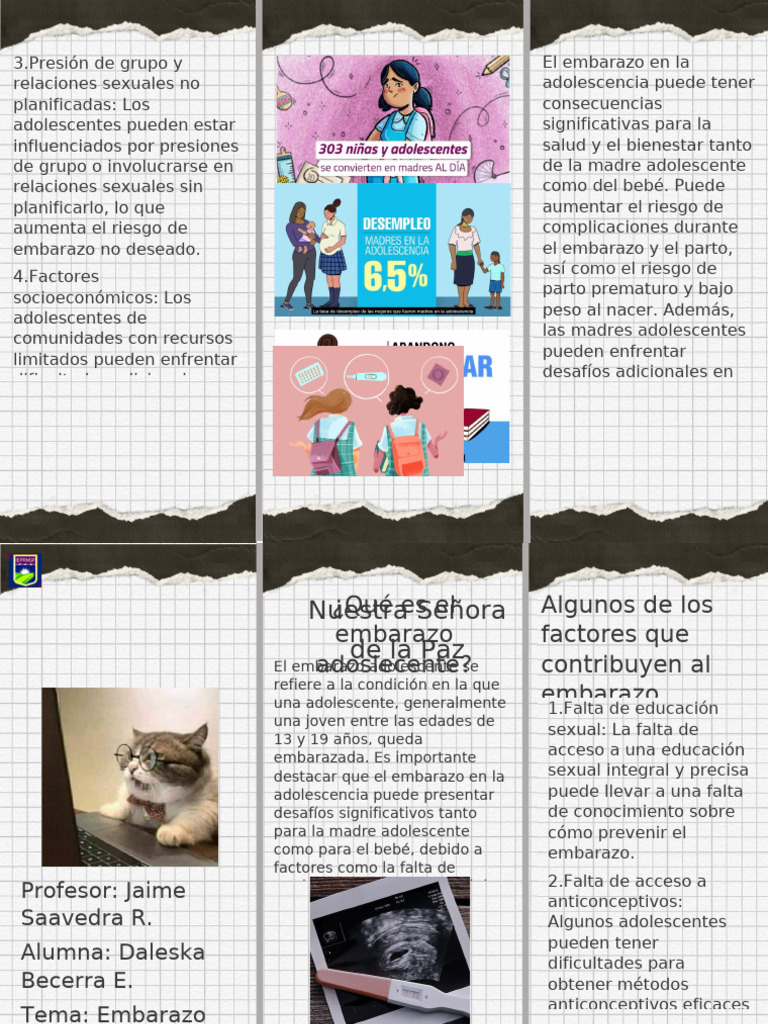 Triptico DPCC Embarazo Adoslecente | PDF