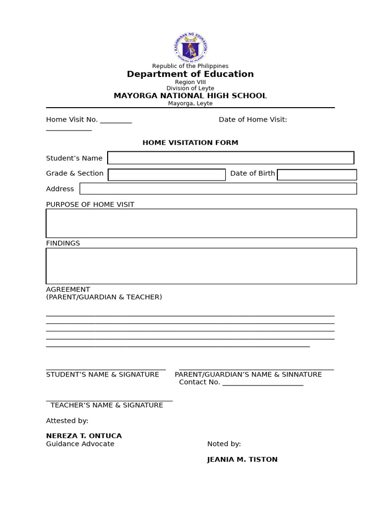 Home-Visitation-Form - Omar Hashim Esmail | PDF | Career & Growth | Social Science