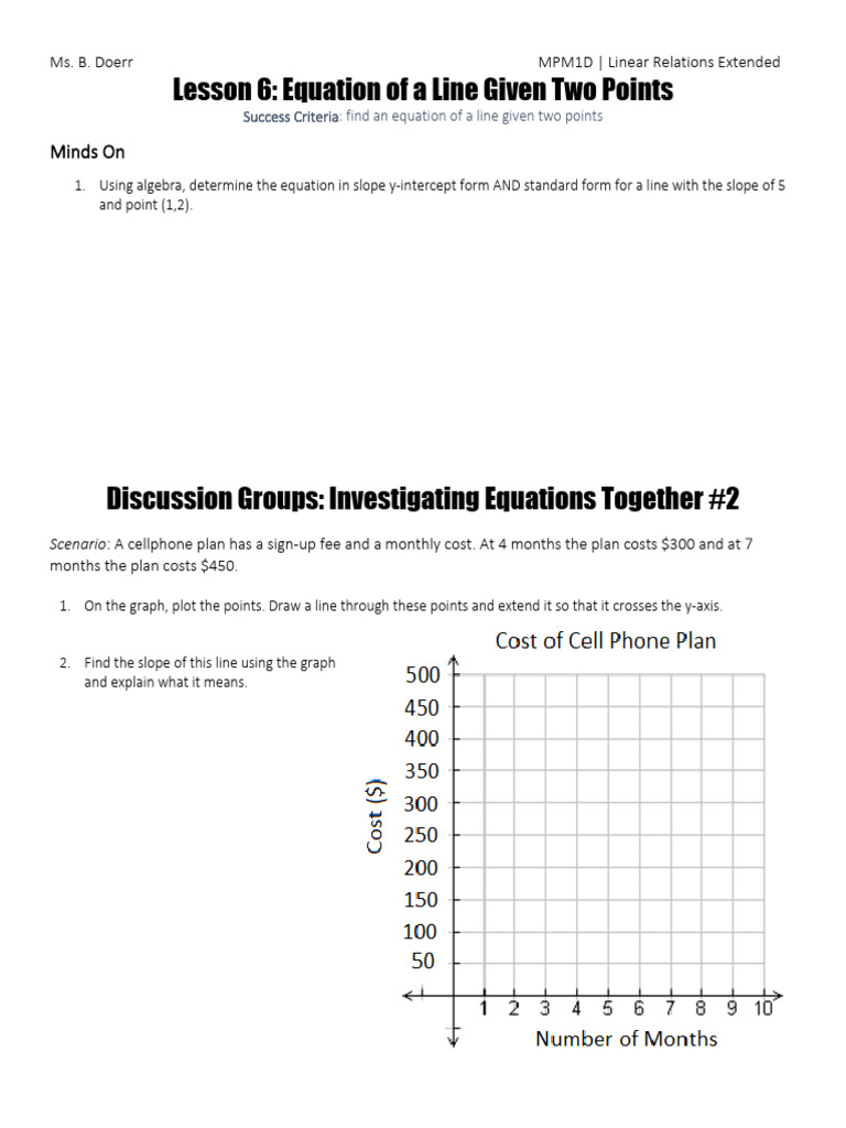6 - Equation of a Line Given Two Points | PDF
