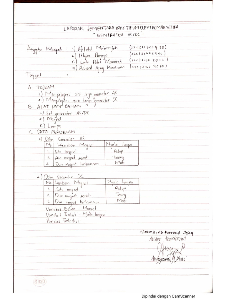 Kelompok 2 - Laporan Sementara Generator AC DC | PDF