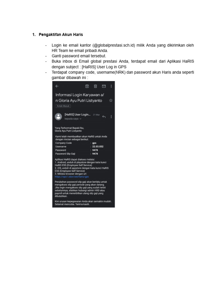 Tutorial Log in HaRIS | PDF