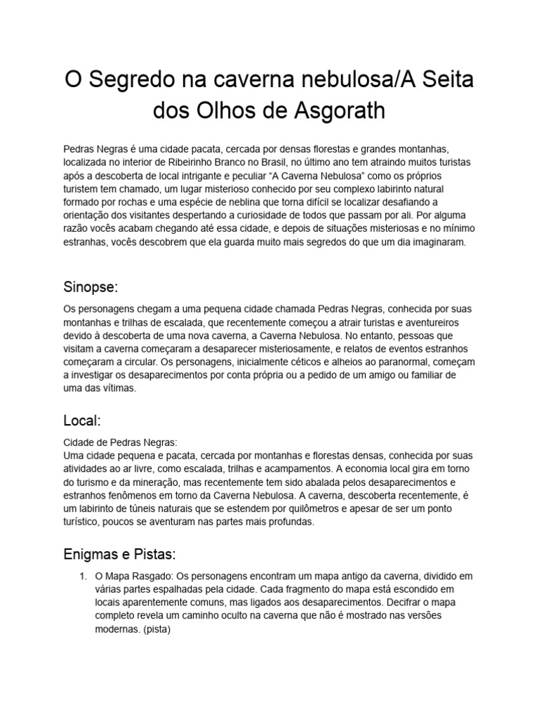 A Seita Dos Olhos de Asgorath | PDF | Caverna | Psicologia