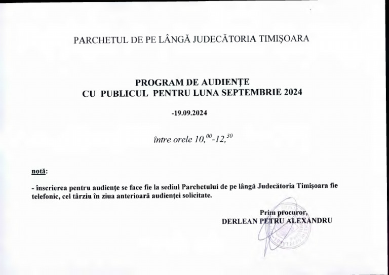 PJTM Audiente Septembrie 2024 | PDF