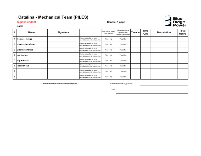 Sign Sheet - Catalina - Mech Piles-2 | PDF