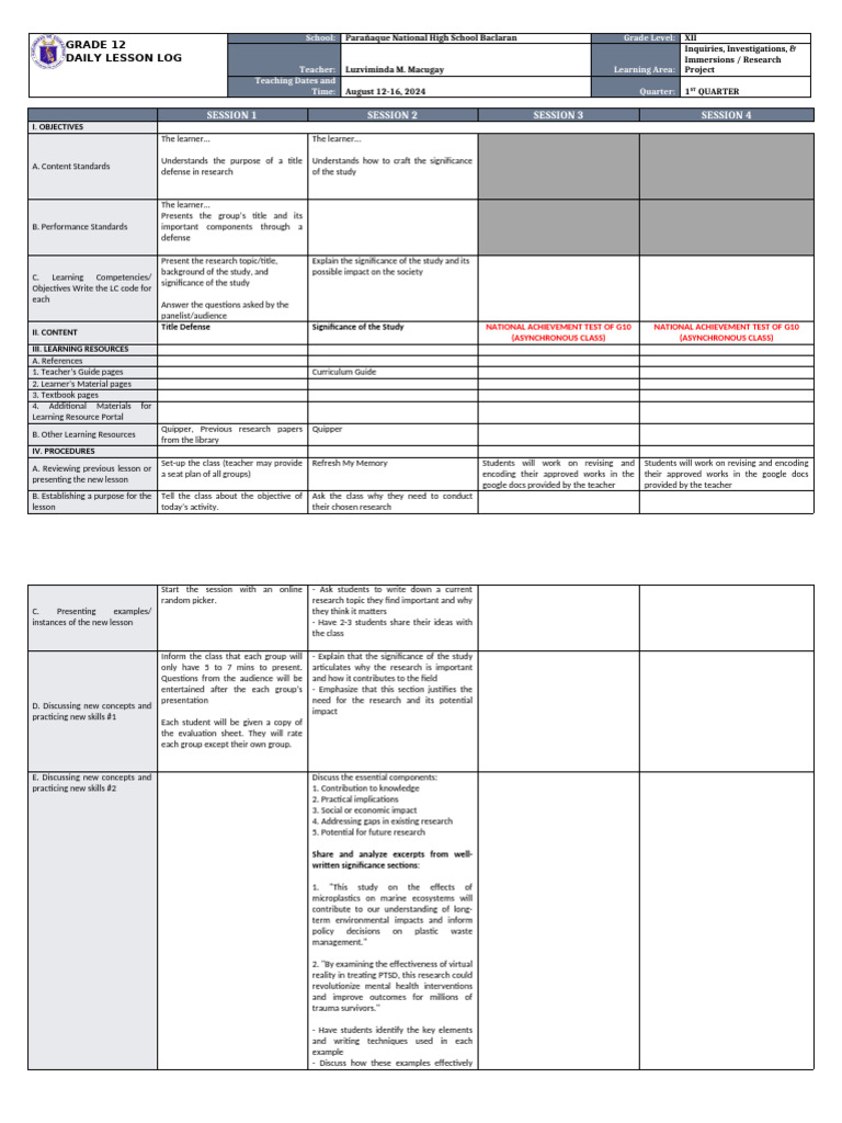 DLL Research Project q1 w3 | PDF