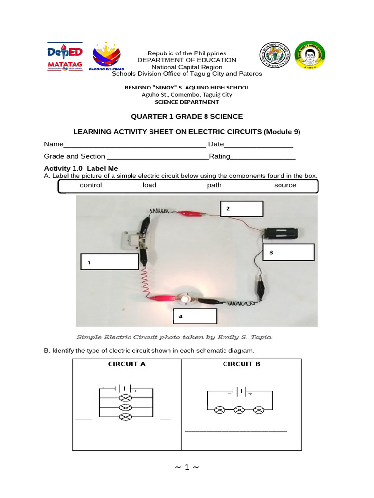 G8 Q1 Las M9 Electric Circuits Sy 2024 2025 | PDF