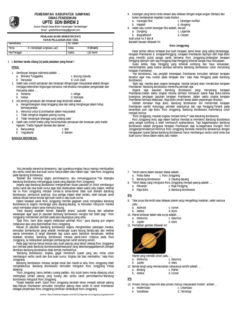 SOAL PAT TEMA 9 | PDF