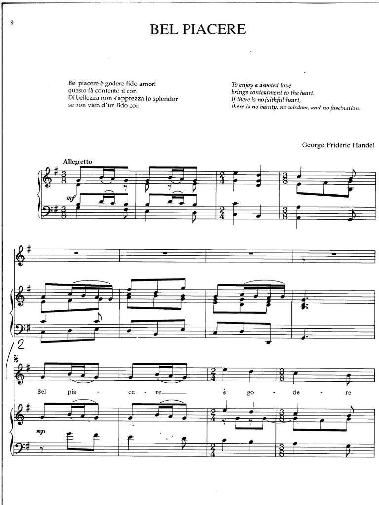 Bel Piacere From Agrippina | PDF