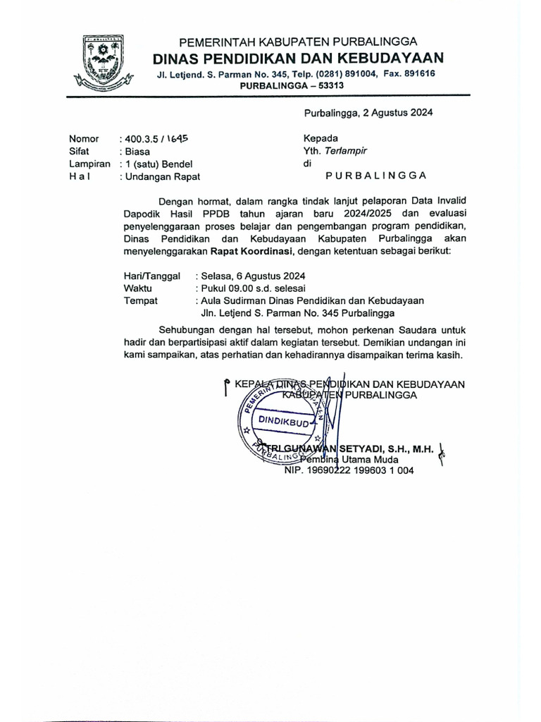 Rapat Koordinasi TL Data Invalid Hasil PPDB | PDF