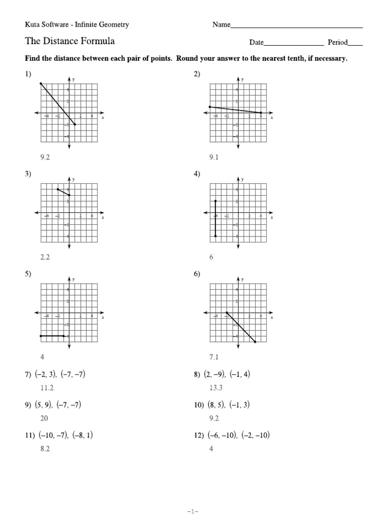 4-1 Distance Formula Solutions | PDF