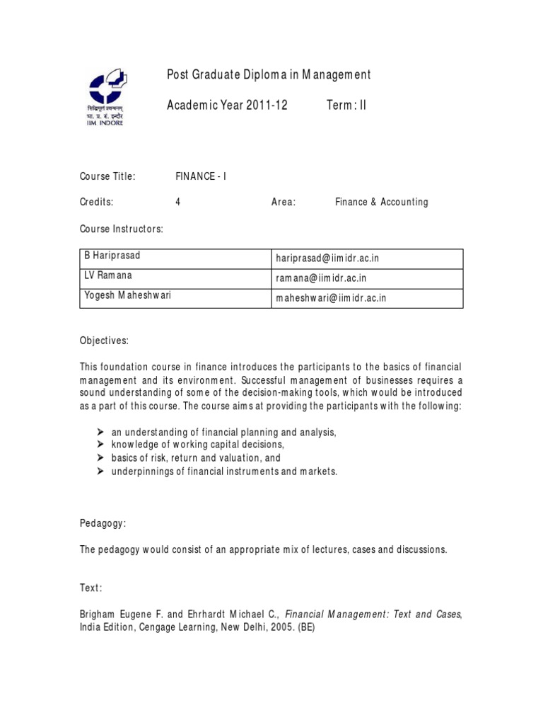FA - I Course Outline | PDF