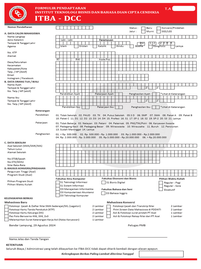 Formulir ITBA | PDF