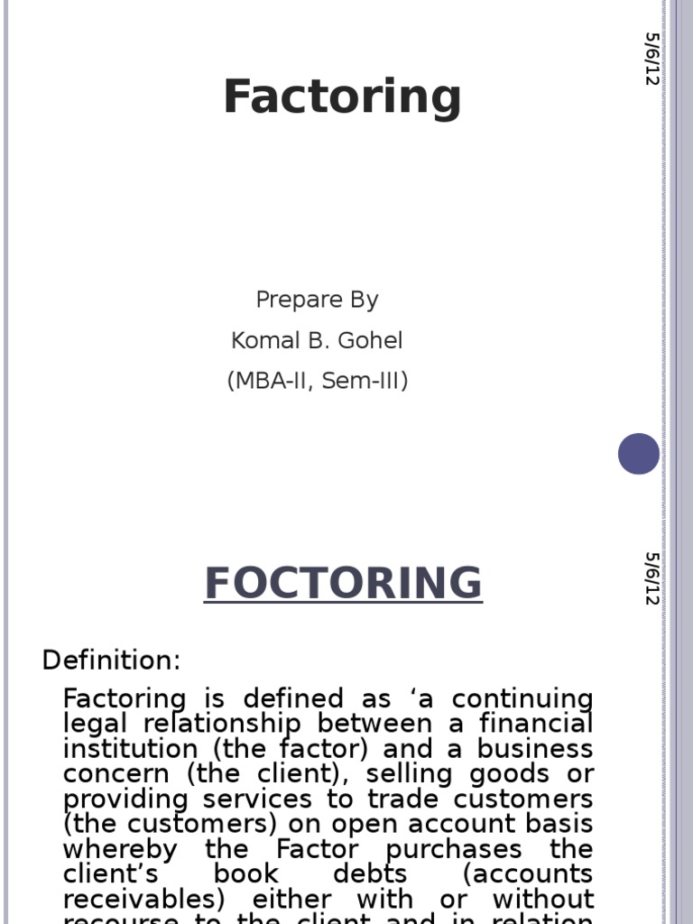 FOCTORING | Download Free PDF | Factoring (Finance) | Money