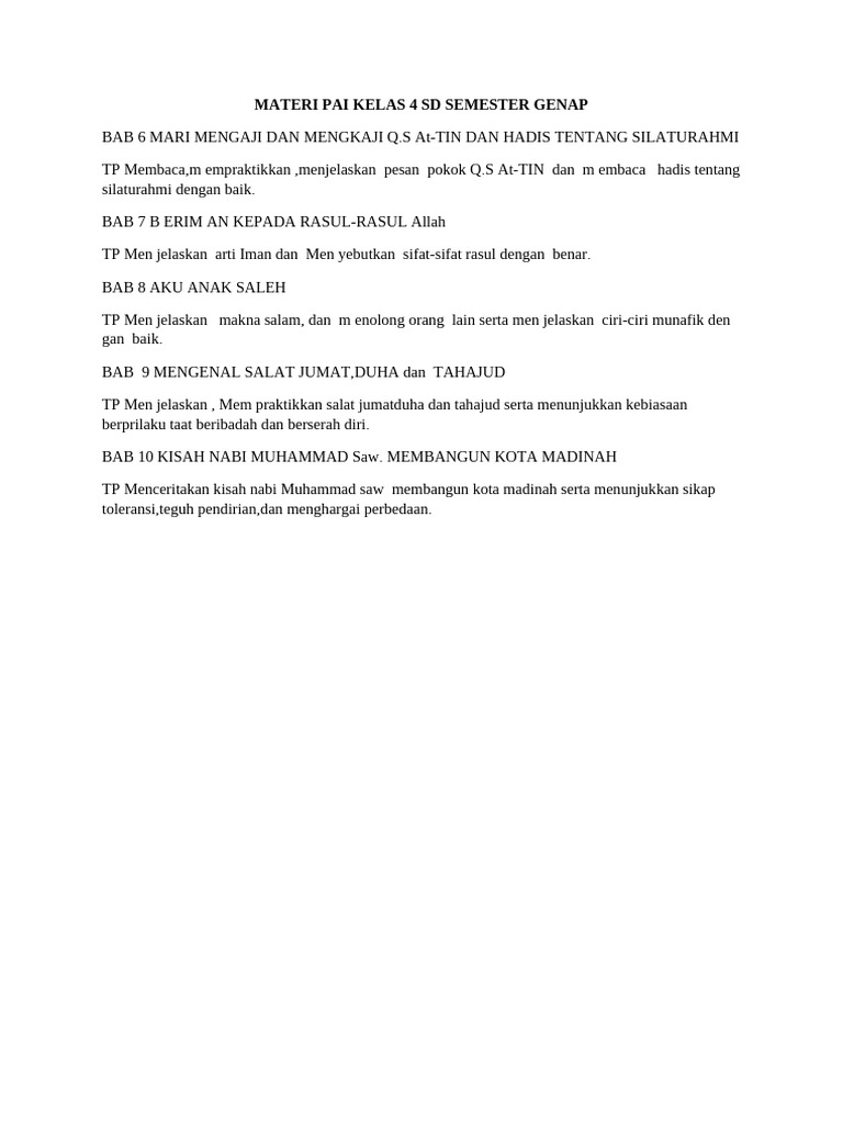 Materi Pai Kelas 4 SD Semester Genapp | PDF