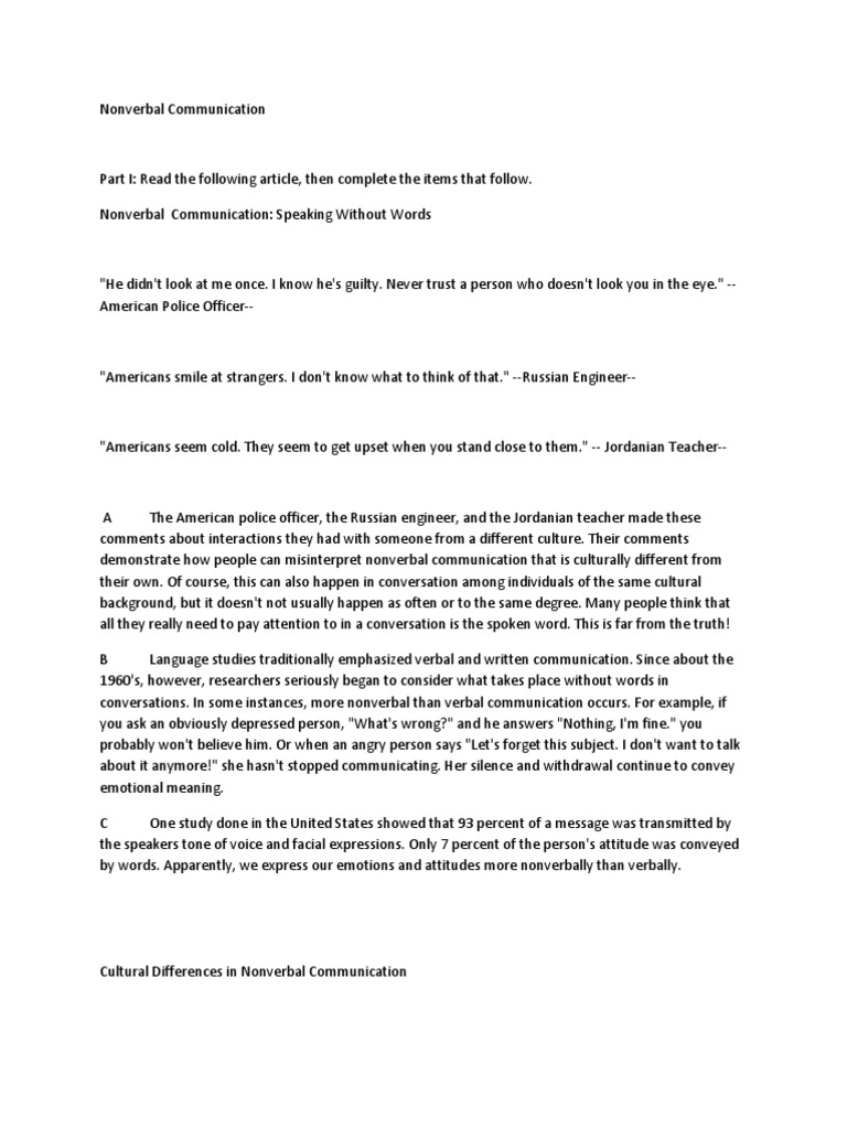 Nonverbal Communication | PDF | Nonverbal Communication | Communication