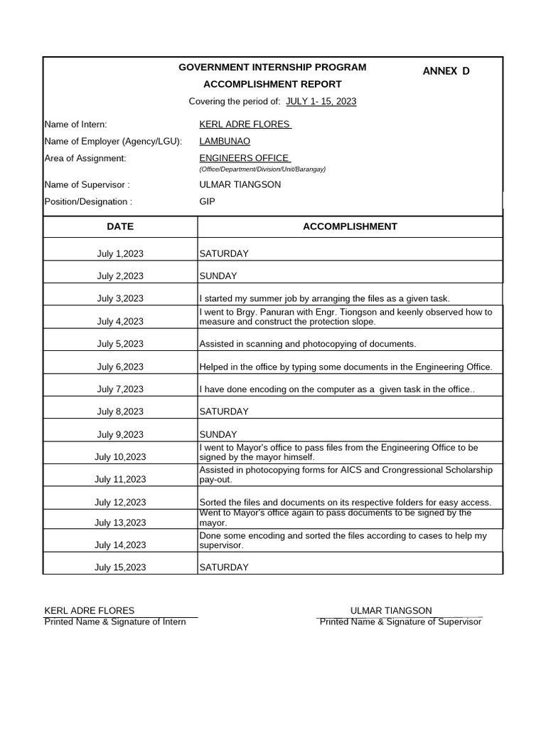 Accomplishment Report | PDF
