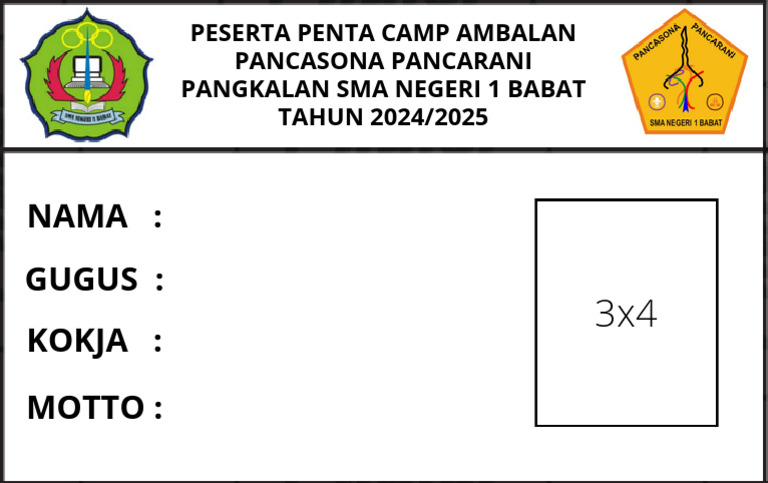 Id Card Peserta Penta Camp 2024 | PDF