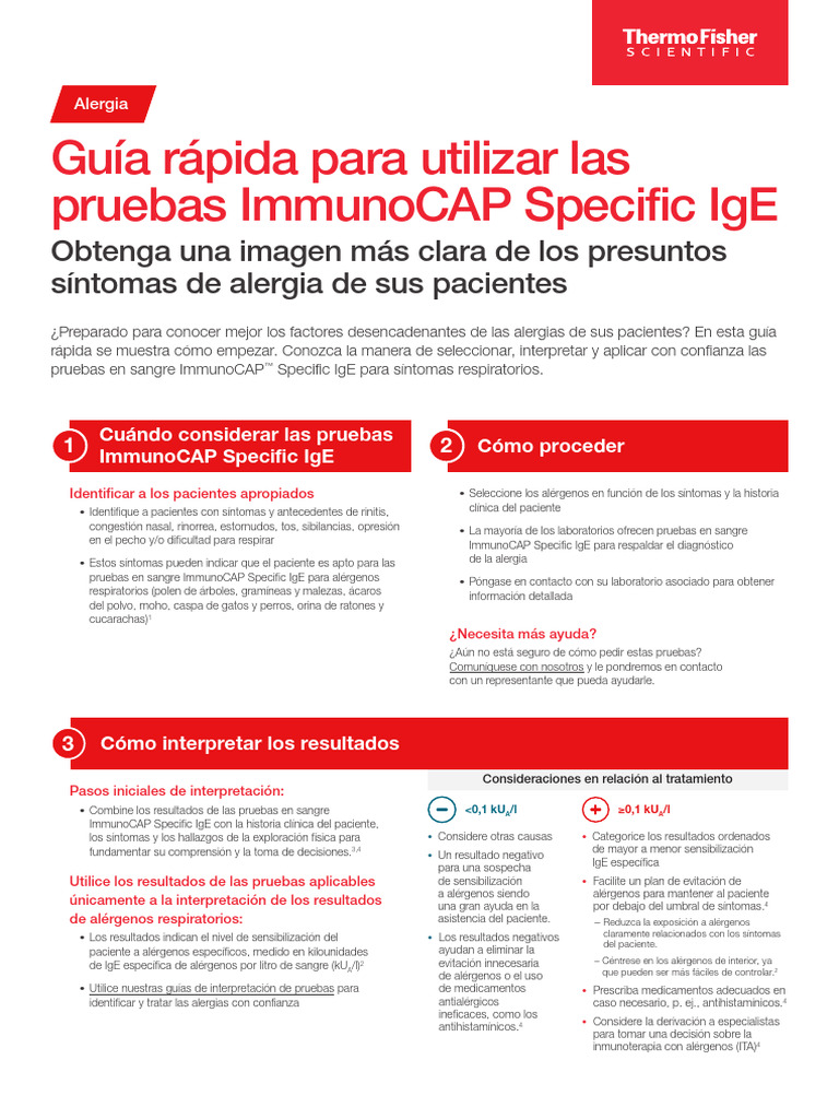 Guía de Pruebas ImmunoCAP para Alergias | PDF