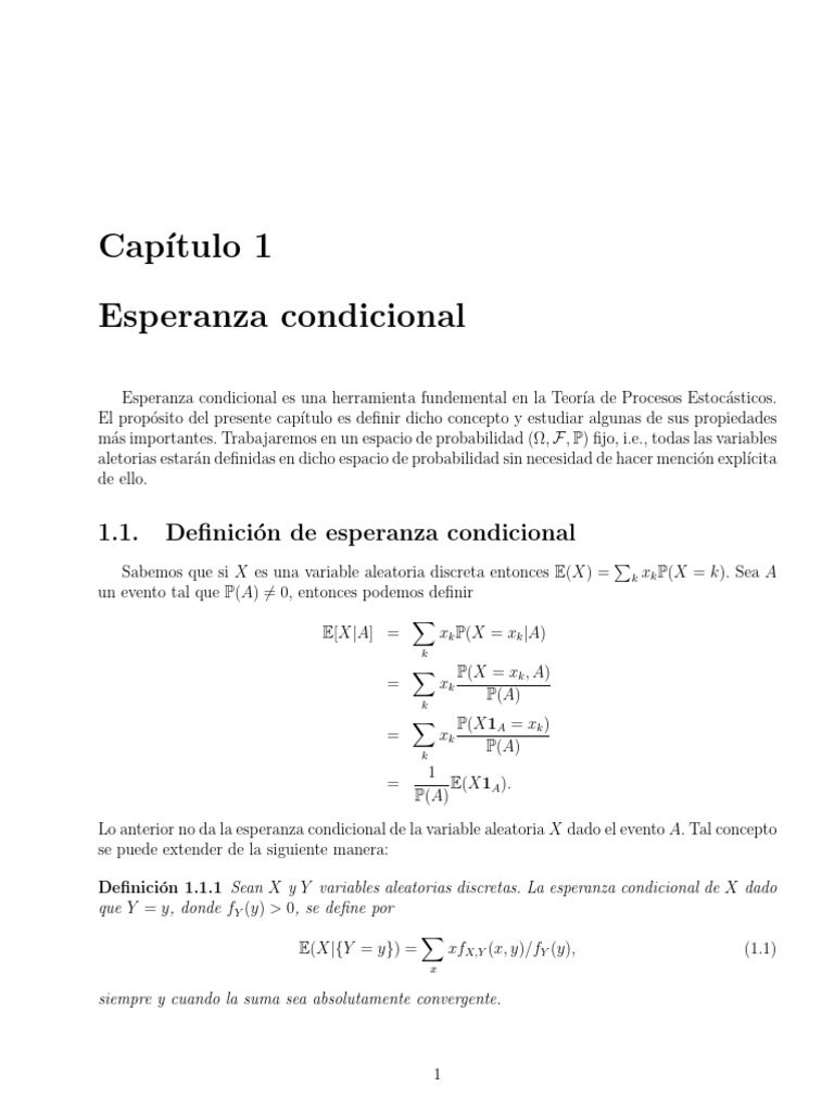 Esperanza Condicional | PDF | Valor esperado | Variable aleatoria