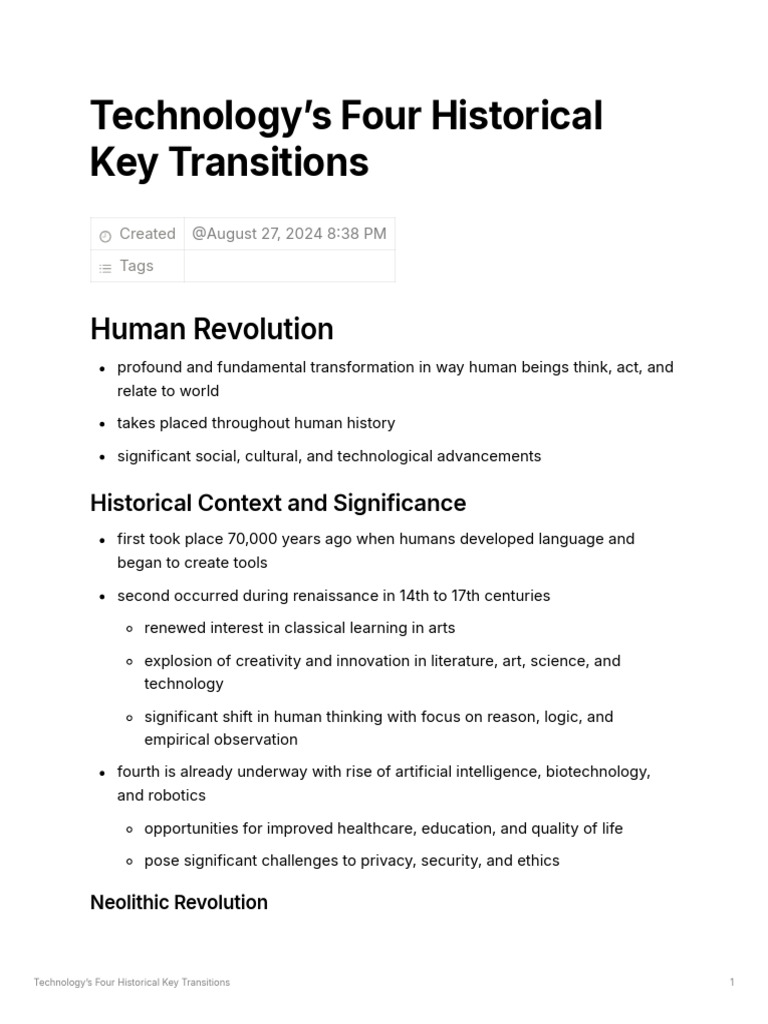Technology's Four Historical Key Transitions | PDF