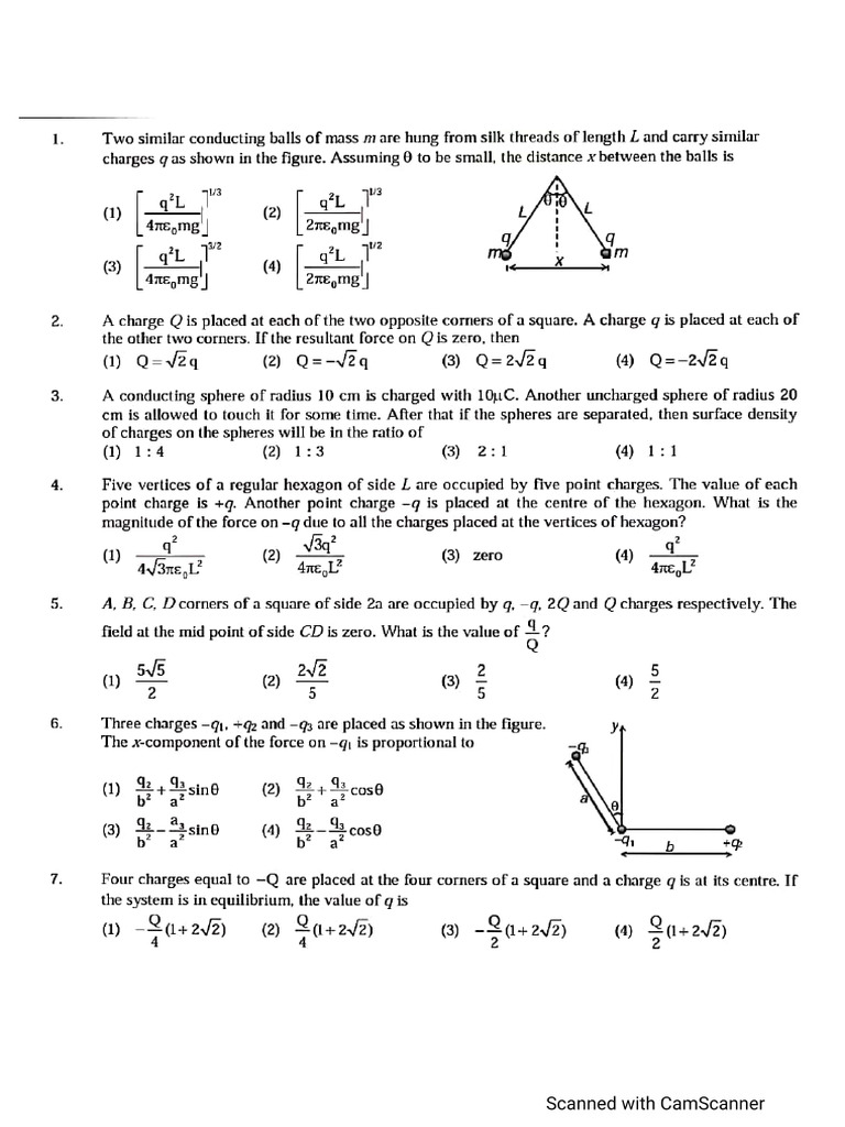 Electrostatic Practice Sheet | PDF