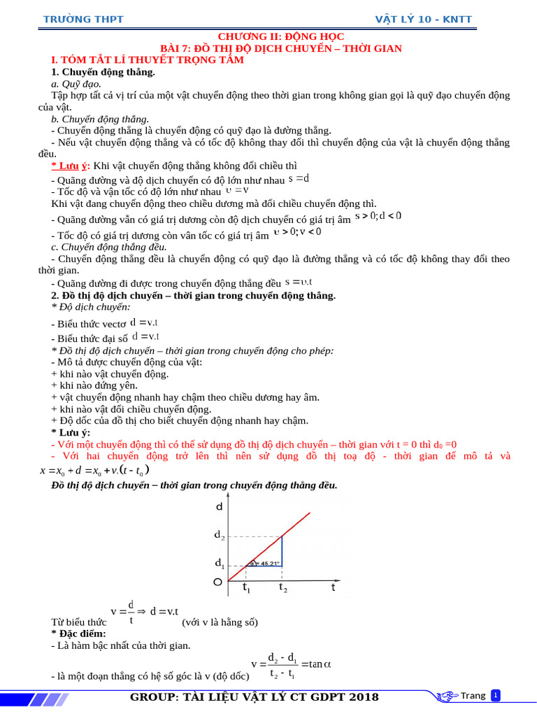 Bài 07. Đồ Thị Dịch Chuyển - Thời Gian | PDF