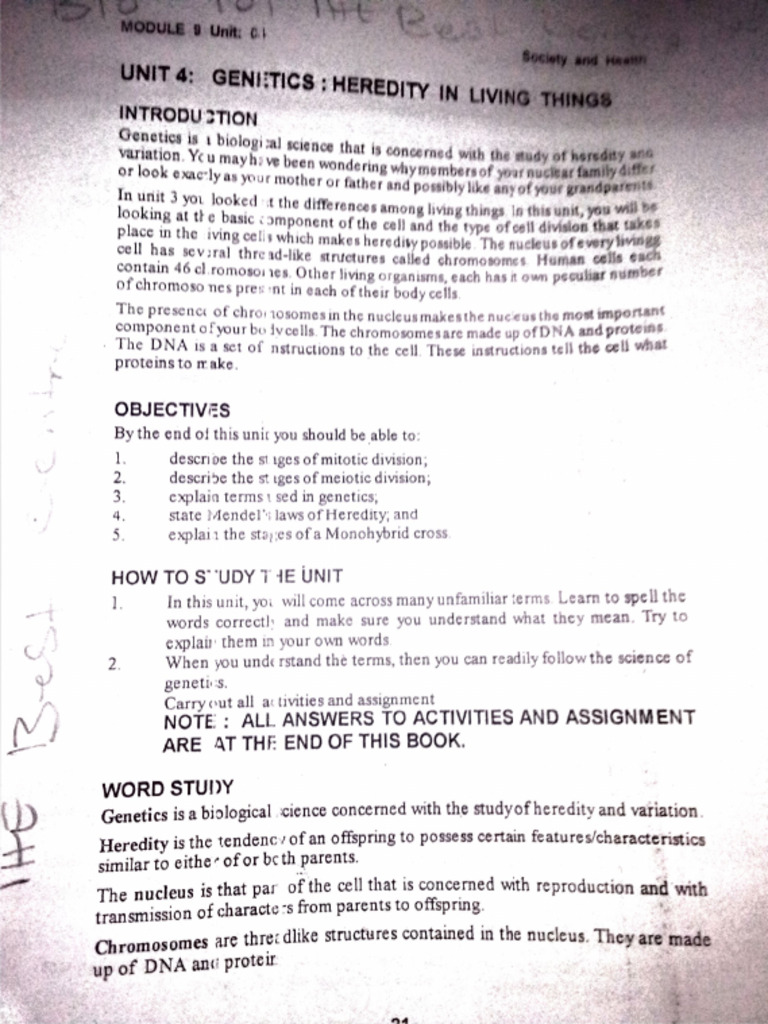 Bio 101 Genetics Heredity in Living Things | PDF