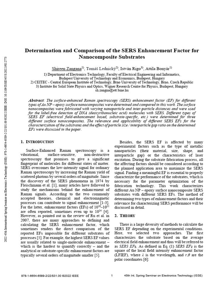 Determination and Comparison of The SERS Enhancement Factor For ...