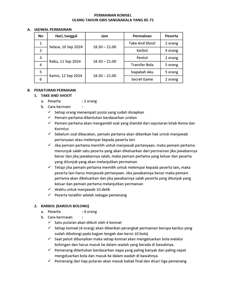 Permainan Komsel | PDF