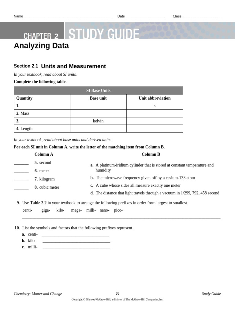 Ch. 2 Study Guide Review Analyzing Data 2 | PDF